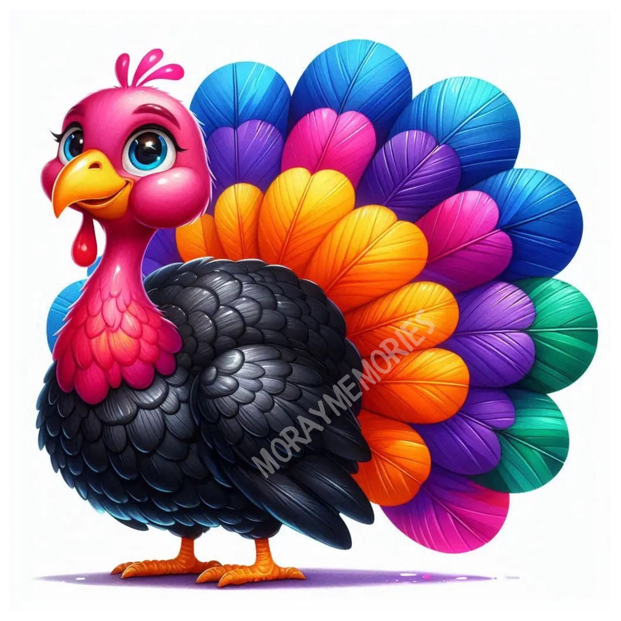 10 Quirky Funny Turkey Clipart | Whimsical Watercolor Turkeys | JPG ...