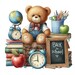 Back to School Teddy Bear, PNG, Watercolor, Cute Student Clipart, Kids ...