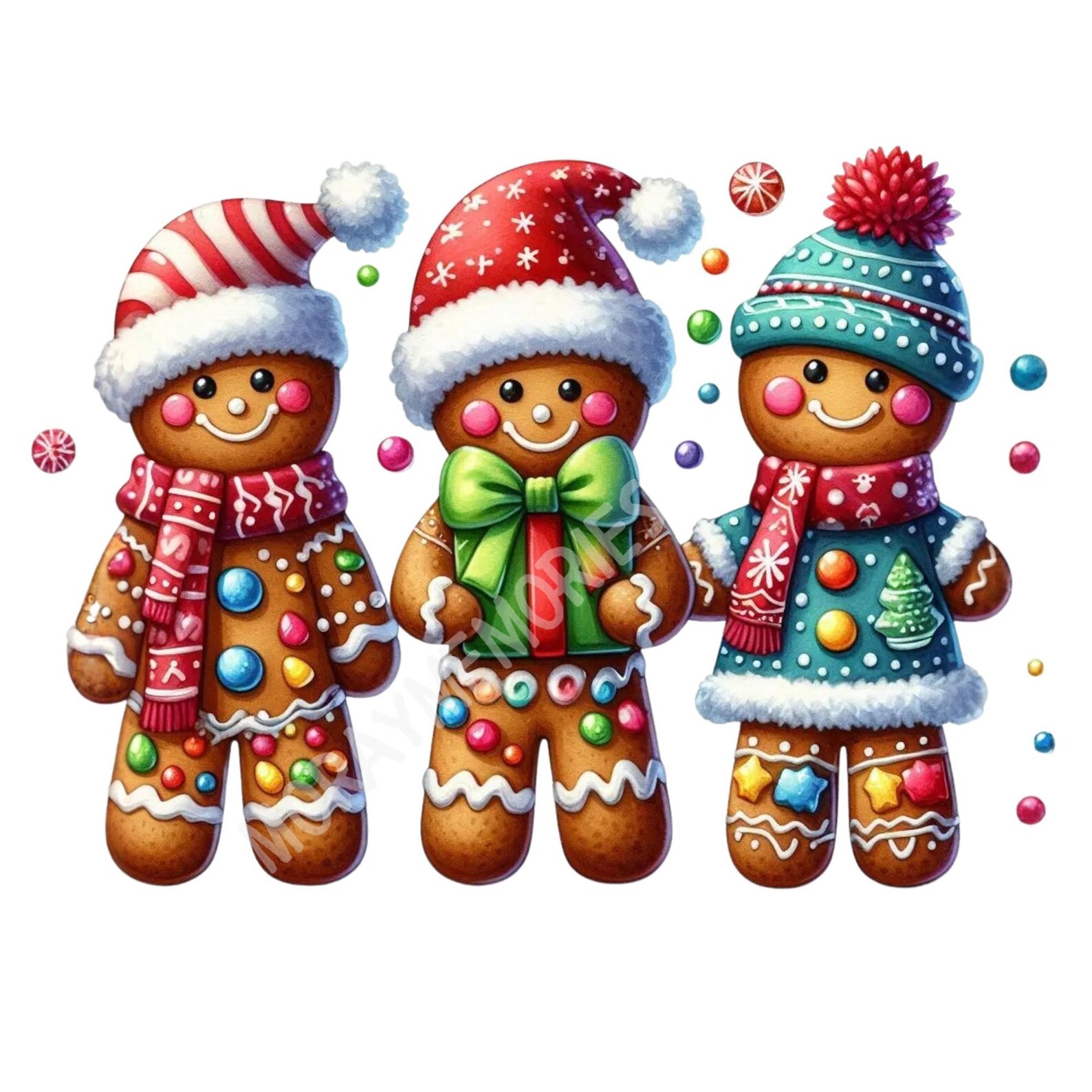 10 Whimsical Gingerbread Men Clip Art | Watercolor Christmas Jpgs ...