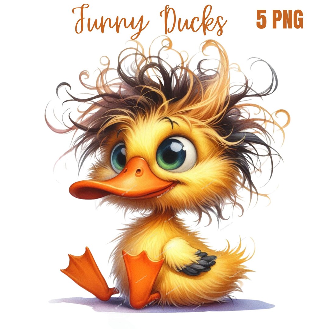 Funny Duck Clipart, High Quality Pngs, Cute Duck, Duckling Clipart, Digital Planner, Watercolor ...