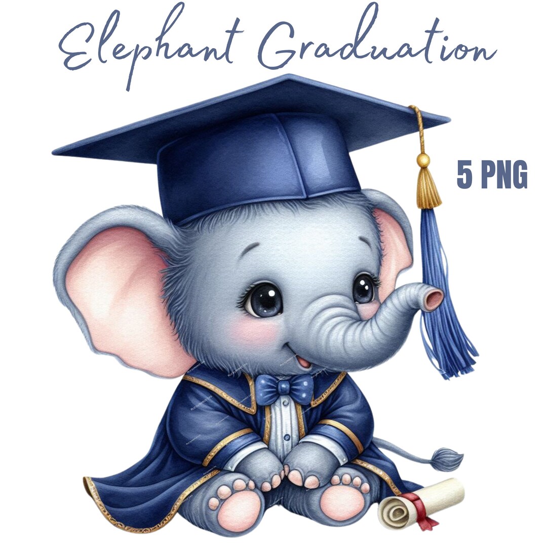 Nursery Graduation Elephant Sublimation Design, PNG, Graduation ...
