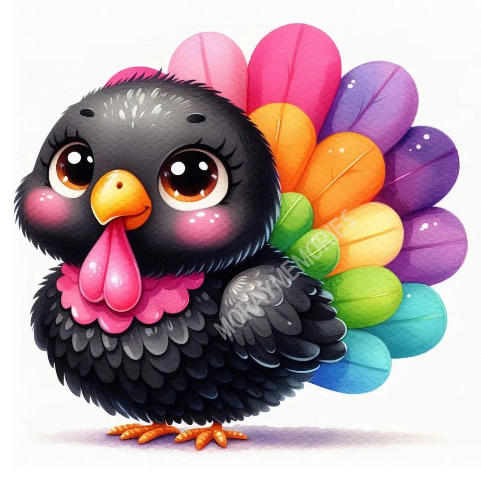 10 Quirky Funny Turkey Clipart | Whimsical Watercolor Turkeys | JPG ...