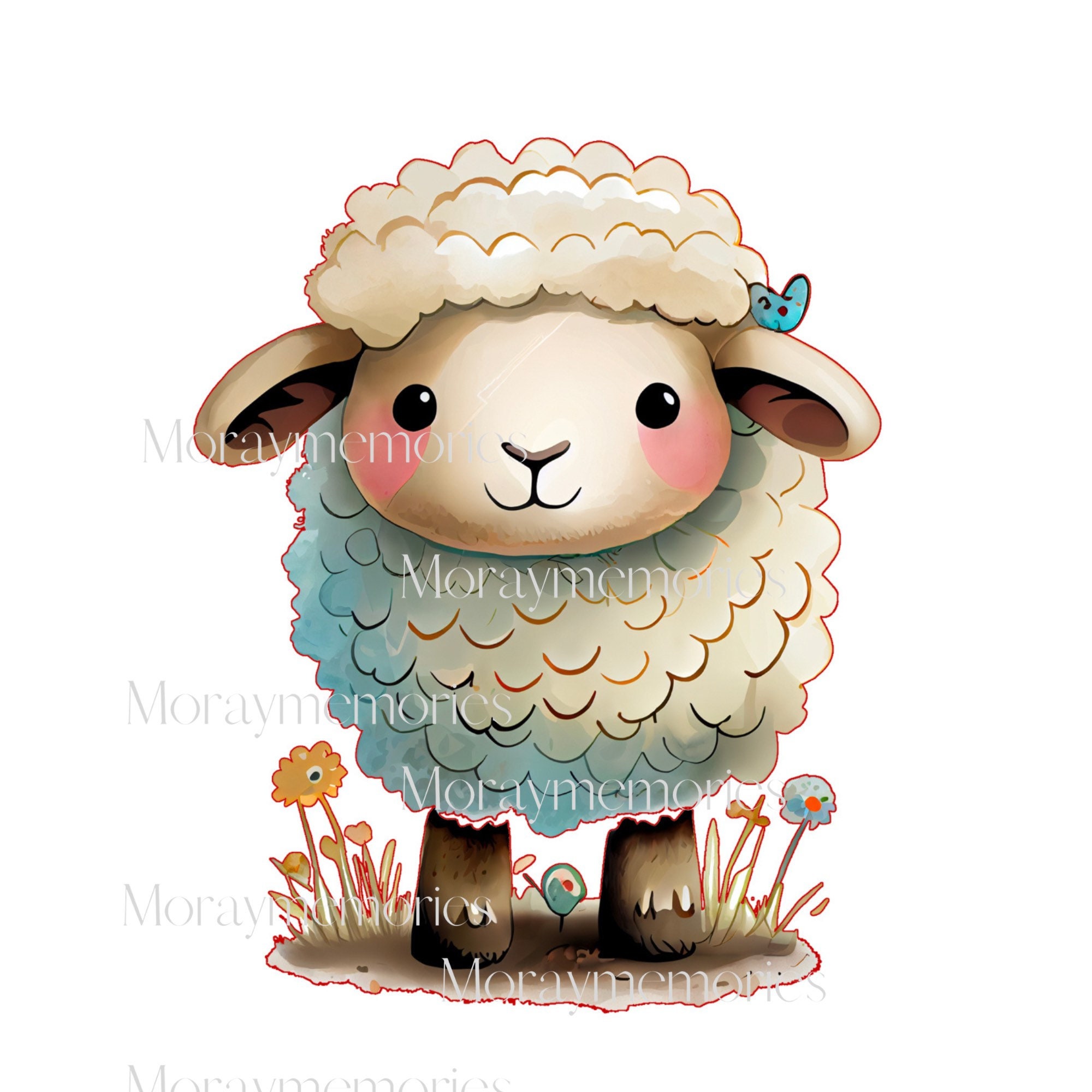 Cute Sheep Watercolor Sublimation Sheep Clipart Lamb - Etsy