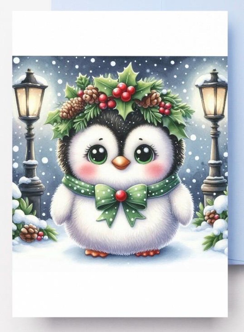 Christmas Penguins Clip Art Set – 10 High-resolution Watercolor Jpgs ...