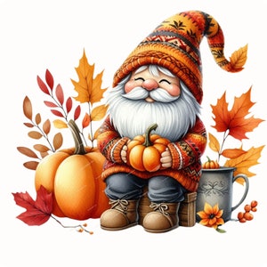 Cute Gnome Clipart,gnome Clipart Bundle, Autumn Gnome Png,autumn Fall ...