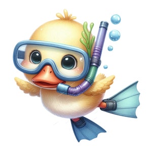 Cute Swimming Animals Clipart, Animal PNG, Vibrant Vacation Beach Vibes ...