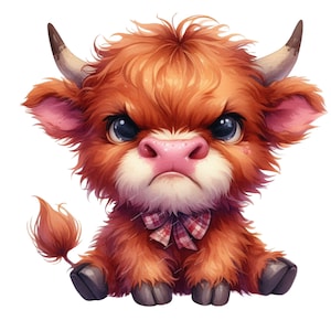 Funny Grumpy Highland Cows Clipart, High Quality Transparent Pngs ...