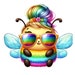 Rainbow Bee Clipart, Cute Bumblebee Clip Art PNG Messy Bun Rainbow ...