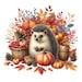 Watercolor Cute Autumn Hedgehogs, PNG Animal Clipart, Fall Hedgehog ...