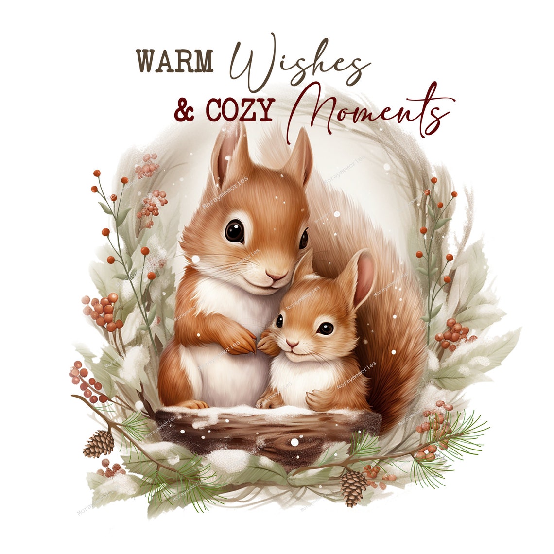 Cute Little Winter Squirrels Clipart Set Watercolor Squirrel - Etsy