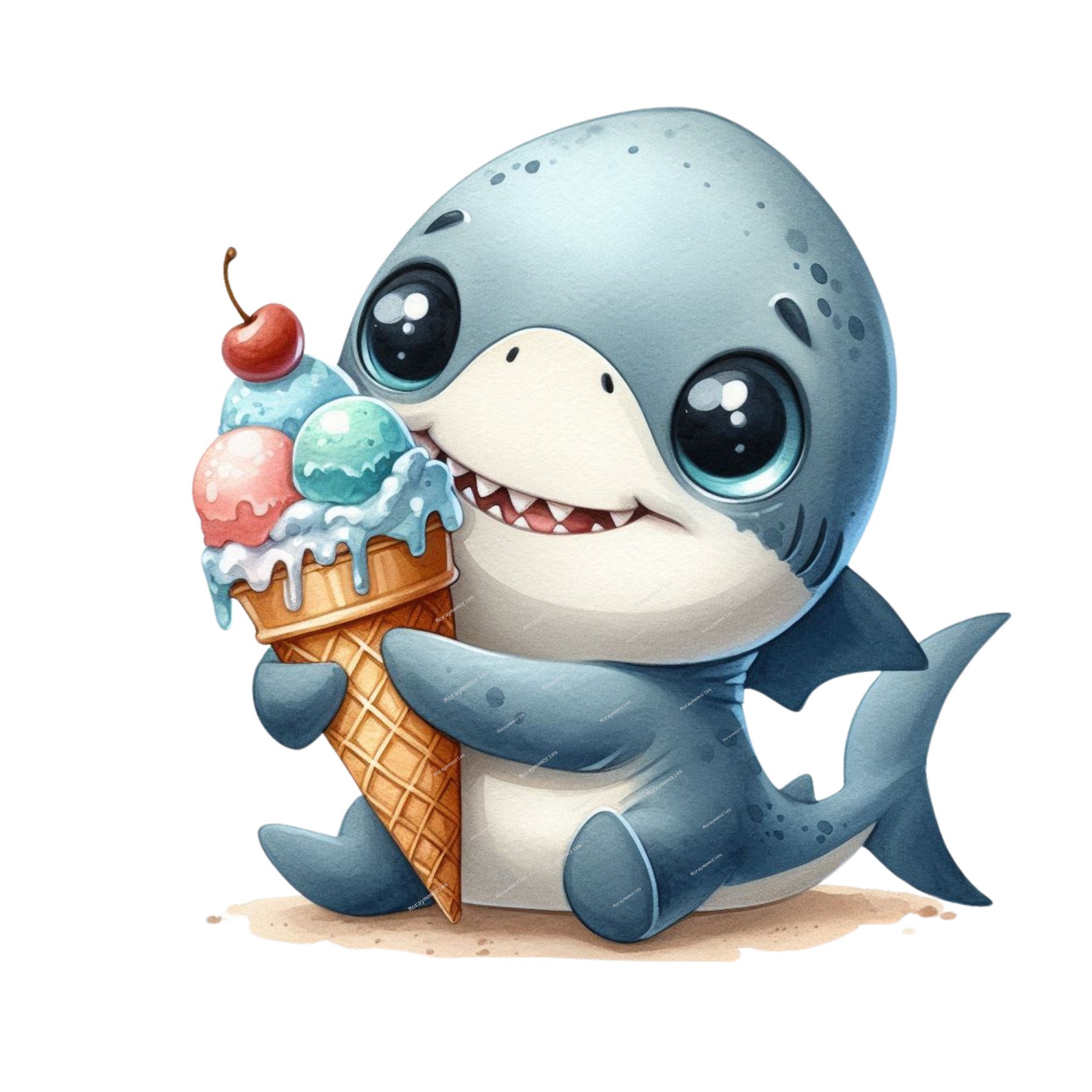 Cute Shark PNG Clipart , Watercolor Shark Clipart, Sharks Design, Cute ...