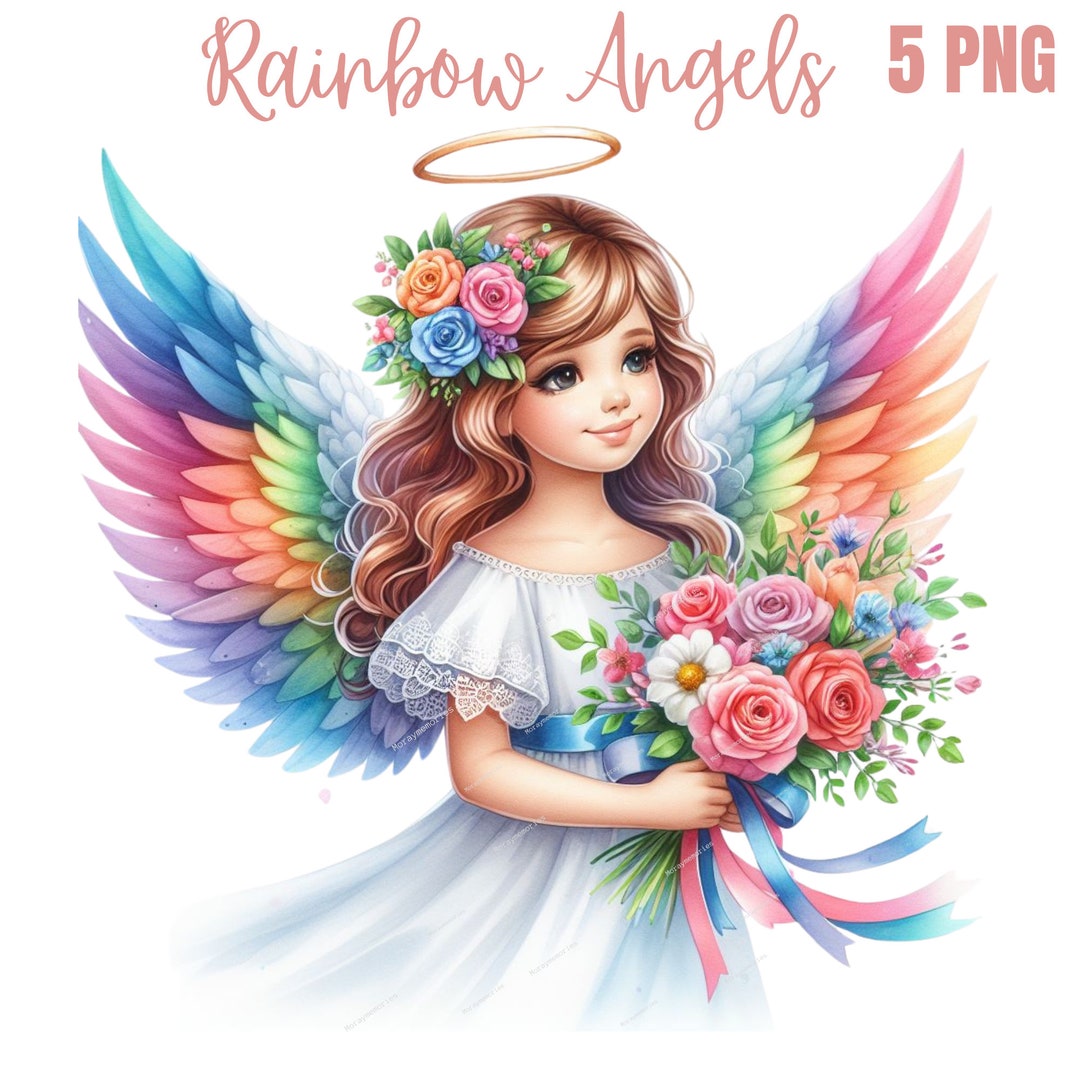 Rainbow Angel Clipart, Halo Clipart, Heaven Clipart, Pastel Angel PNG ...