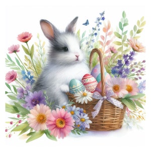 12 Easter Bunny Clipart Set, Rabbit Clipart, Printable Watercolor ...