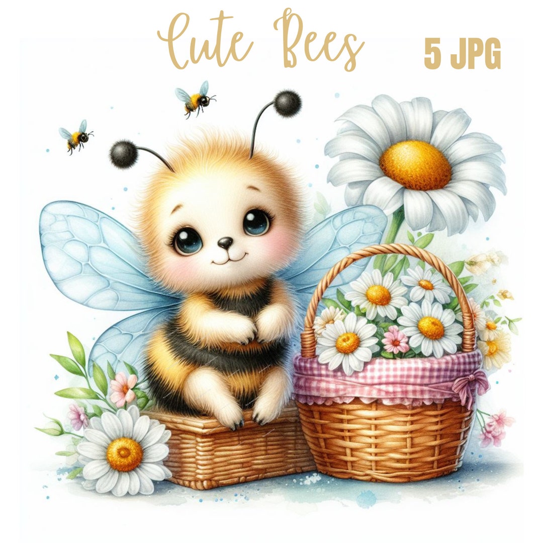 JPG Sweet Bees Clipart Bundle, Cute Bees Clipart Bundle, Cute Bees Png ...