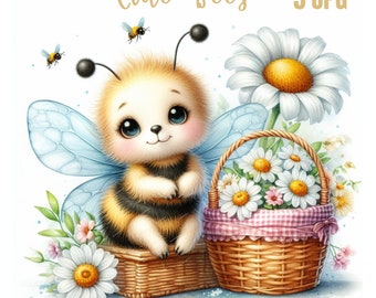 7 Honey Sweet Bees Clipart Bundle, Cute Bees Clipart Bundle, Cute Bees ...