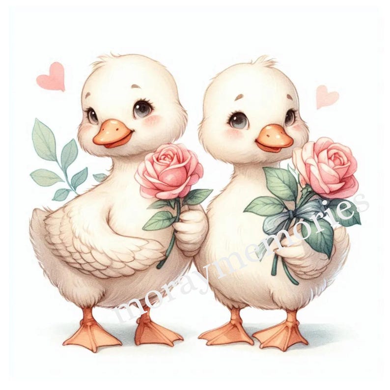 Valentine’s Day Farm Animals Clipart – 10 Cute Whimsical JPG Graphics ...