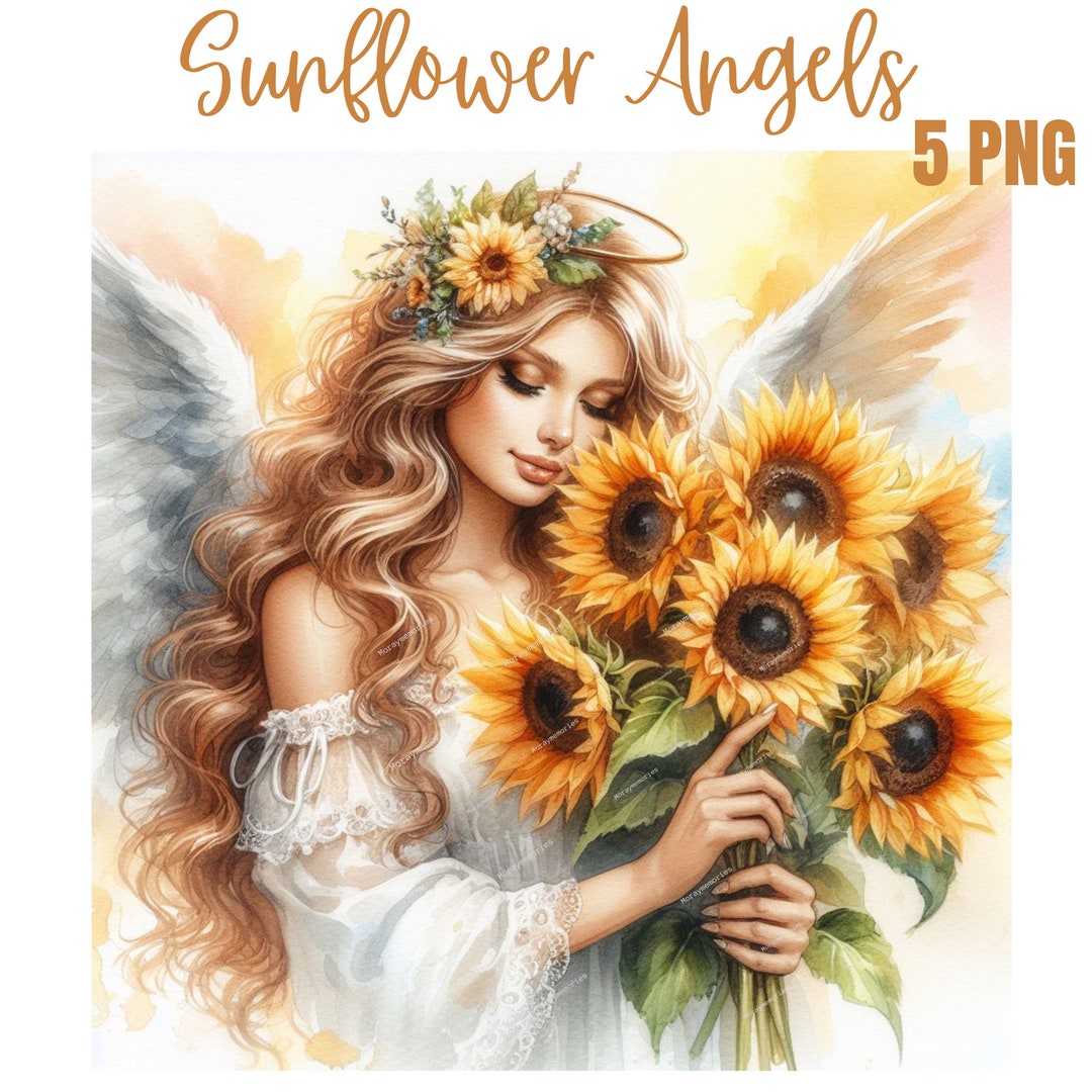 Sunflower Angel Clipart, Halo Clipart, Heaven Clipart, Pastel Angel PNG ...
