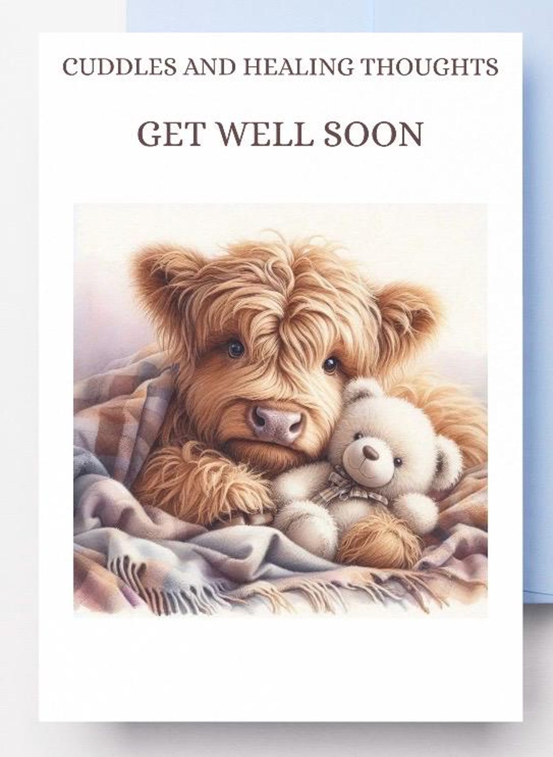 Get Well Soon Card, DIGITAL Download, Cute Highland Cow Get Well Card ...
