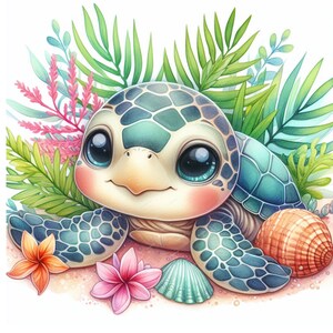 Adorable Baby Turtle PNG Bundle for Sublimation & Clipart Lovers,sea ...