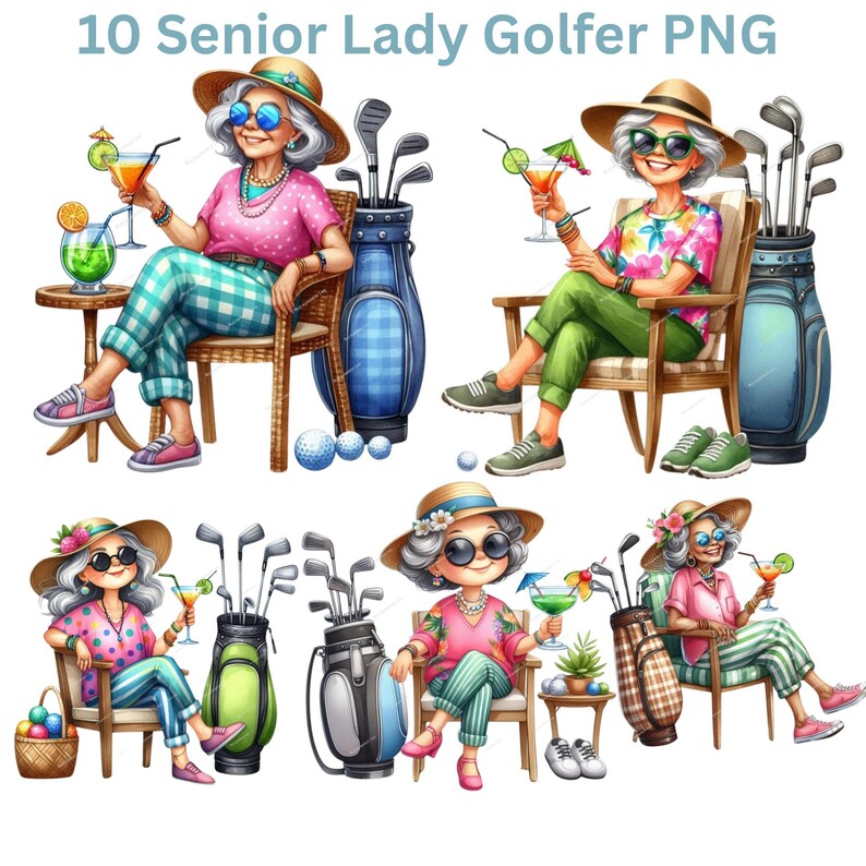 Senior Lady Golfer With Cocktails 10 PNG Clipart Elegant Woman With ...