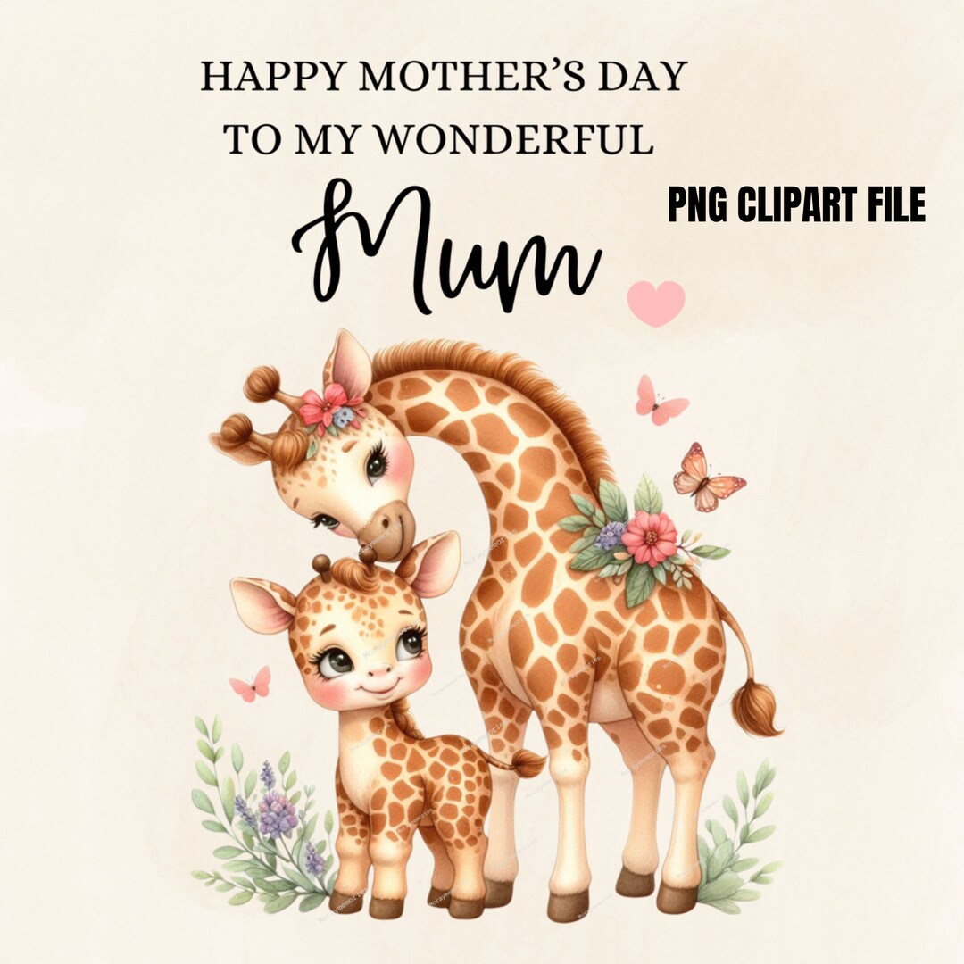 Happy Mother's Day Mother and Baby Giraffe Sublimation Design, PNG, JPG ...