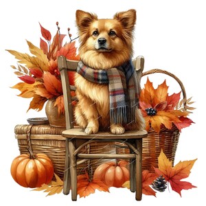 Cute Autumn Dogs Clipart, High Quality Pngs, Nursery Art, Digital ...