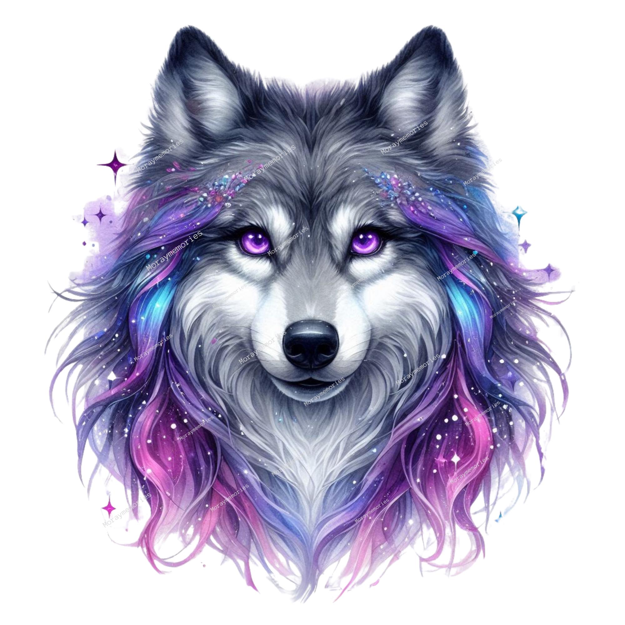 Colorful Wolf Clipart Bundle | Sparkling Baby Wolf PNG | Cute Magic ...