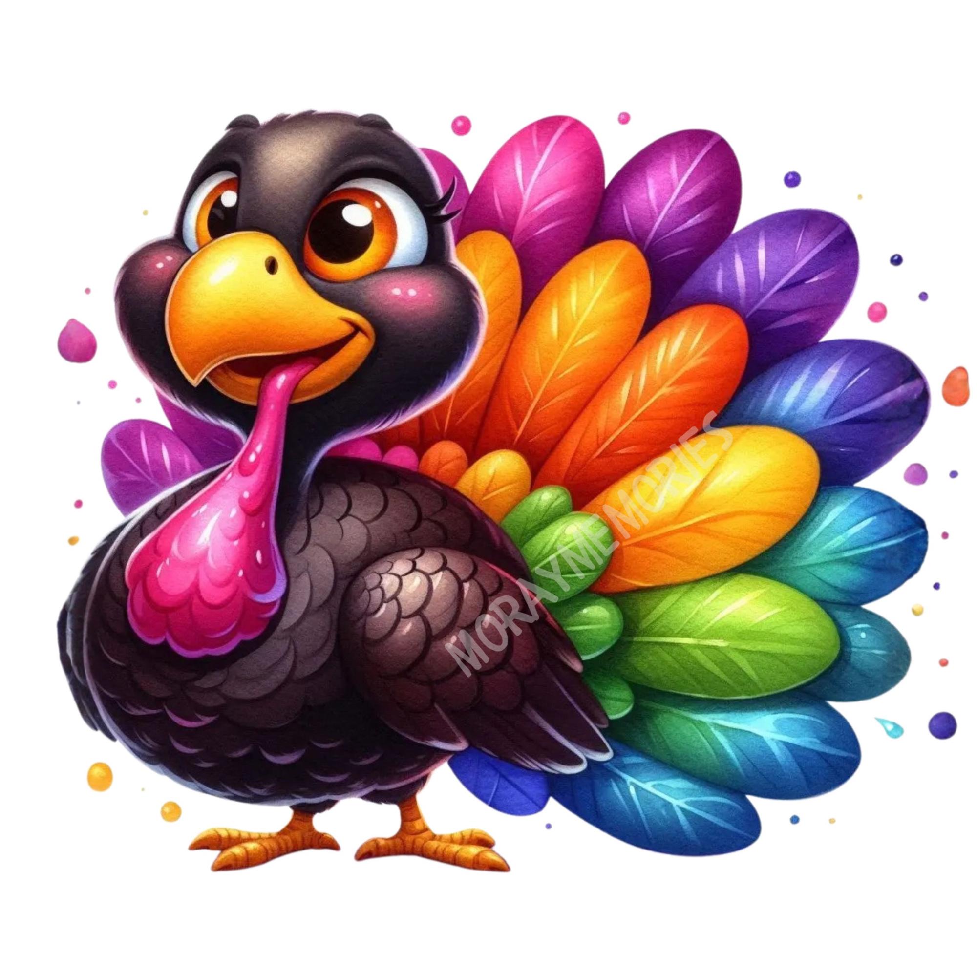 10 Quirky Funny Turkey Clipart | Whimsical Watercolor Turkeys | JPG ...