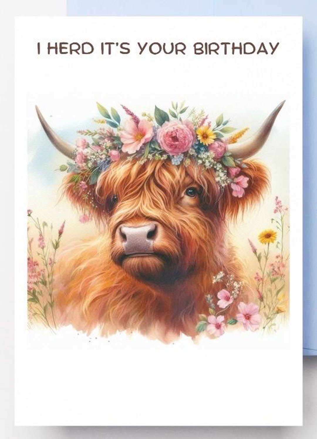 Instant Download Highland Cow Birthday Card, Birthday Card With Cow ...