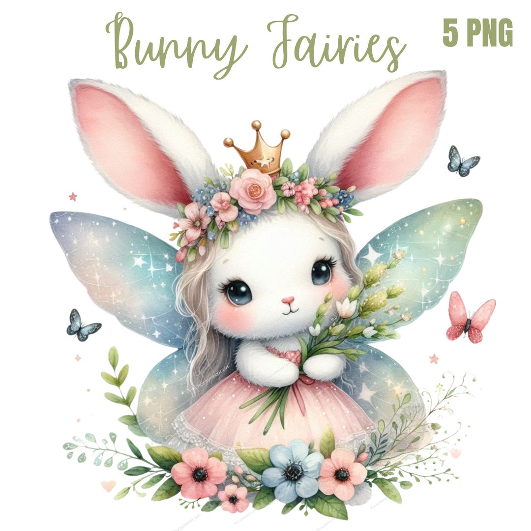Cute Bunny Fairies Clipart, High Quality Pngs, Digital Art, Digital ...