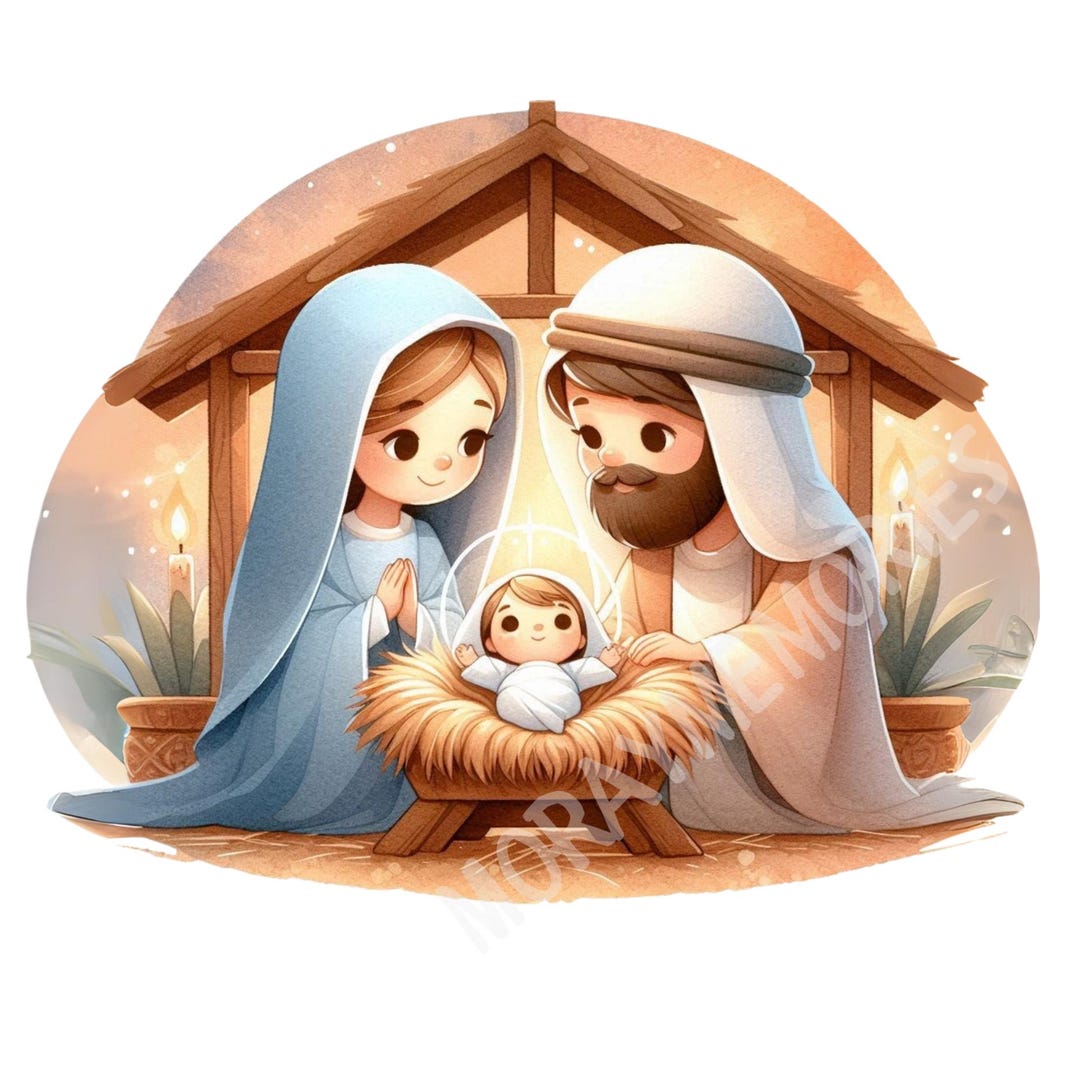 Cute Nativity Scene Clipart – High-quality Pngs for Memory Books, Junk ...