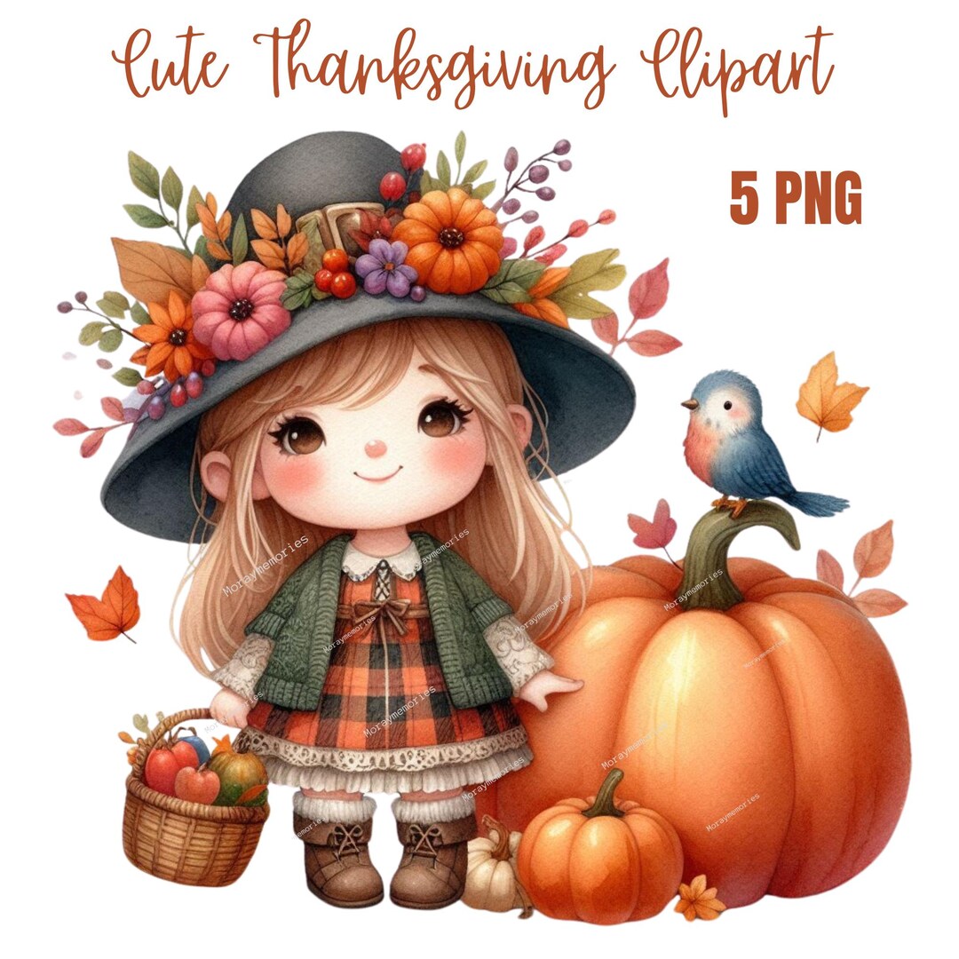 Cute Thanksgiving Clipart, High Quality Pngs, Fall Clipart, Pumpkin ...