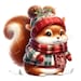 Watercolour Cute Winter Animals Clipart, Animals in Winter Clothes Png ...