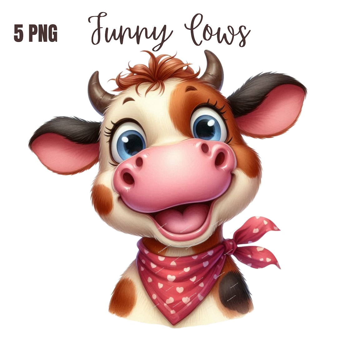 Funny Cows PNG Bundle, Funny Cow Clip Art, Cow Sublimation Designs ...