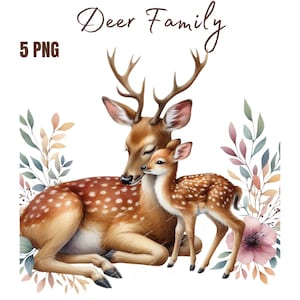 Watercolor Deer Clipart, Nursery Decor, Deer PNG, Watercolor Animals ...