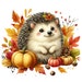 Watercolor Cute Autumn Hedgehogs, PNG Animal Clipart, Fall Hedgehog ...