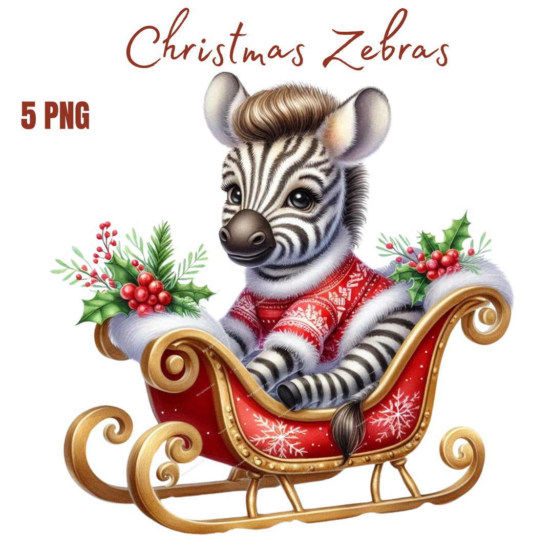 Christmas Zebra Clipart, High Quality Pngs, Memory Book, Junk Journals ...