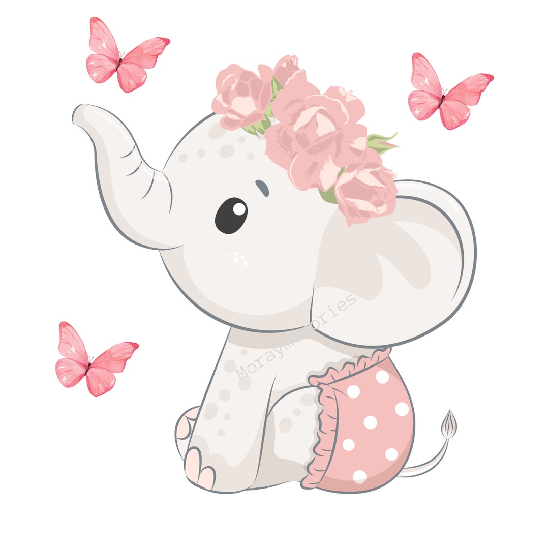 Elephant Clipart Baby Girl Clipart Baby Elephant Png - Etsy