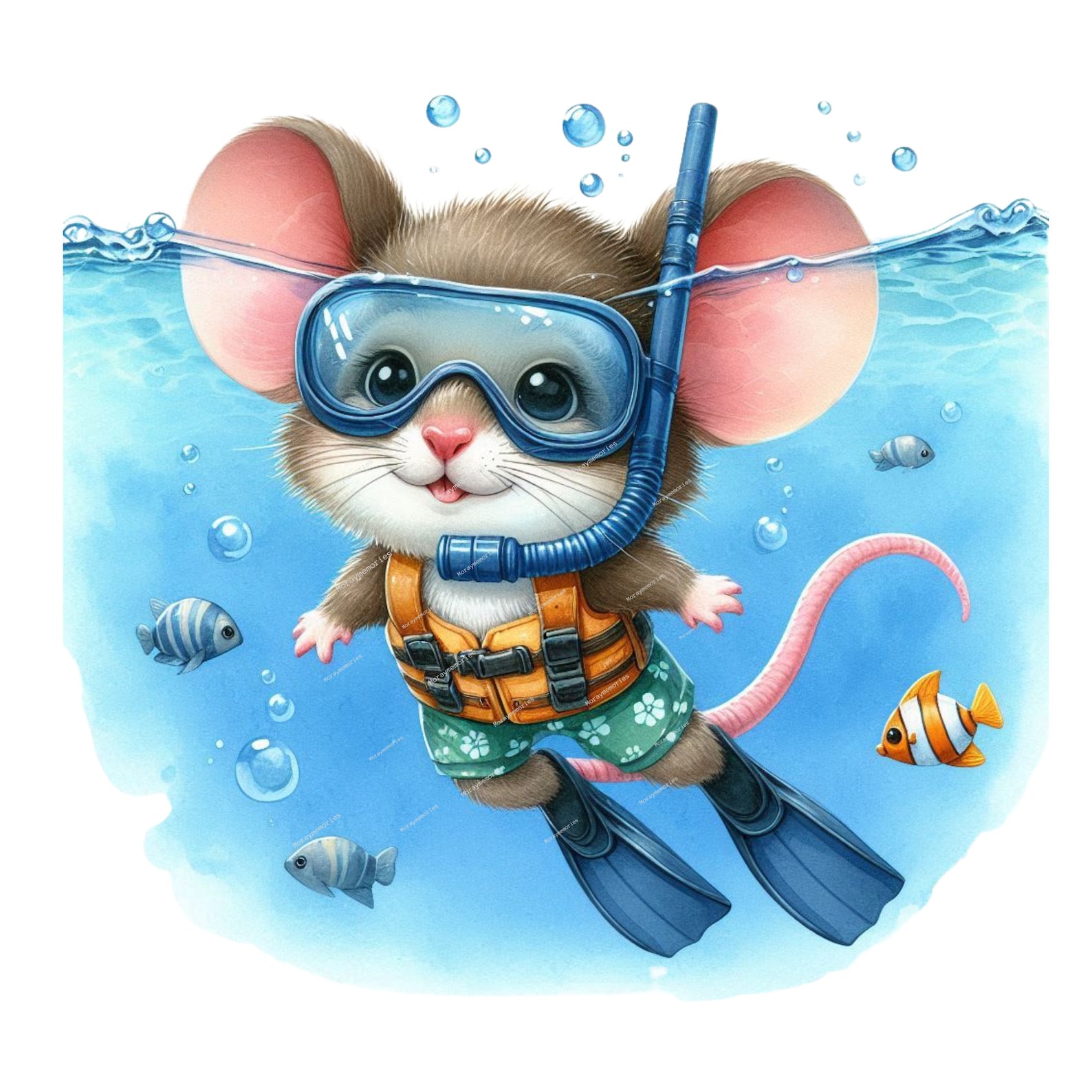 Cute Swimming Animals Clipart, Animal PNG, Vibrant Vacation Beach Vibes ...