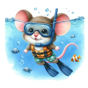 Cute Swimming Animals Clipart, Animal PNG, Vibrant Vacation Beach Vibes ...