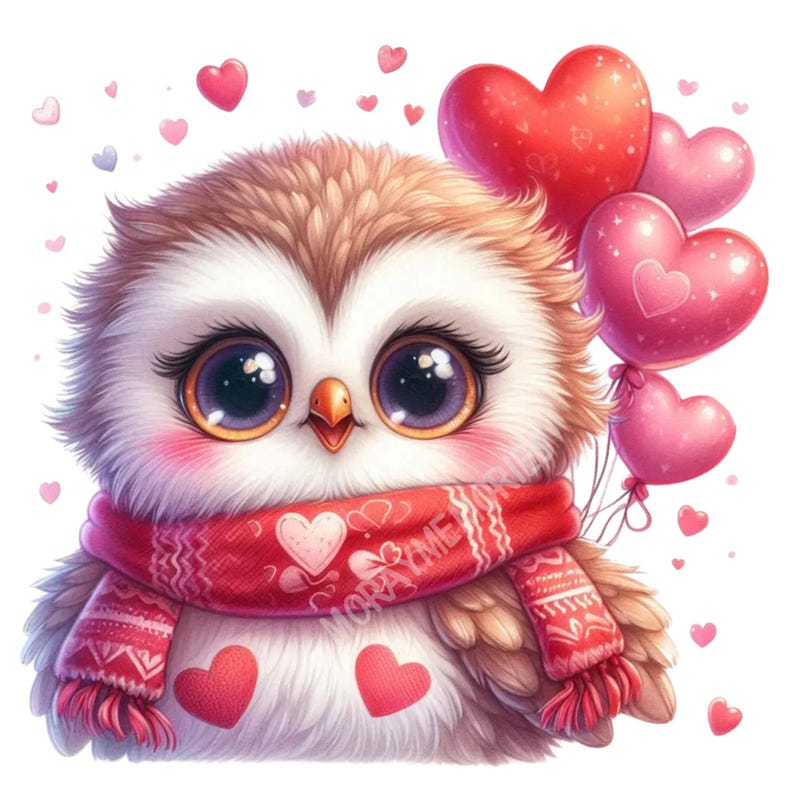 Valentine Owl Clipart Bundle – 10 Cute Pngs, Owls, Hearts, Roses, Love ...
