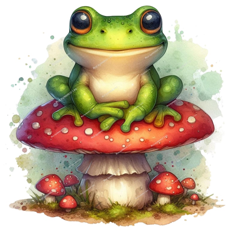 Cute Frog Clipart | Watercolor Frog Pngs for Frog Lovers | Sublimation ...