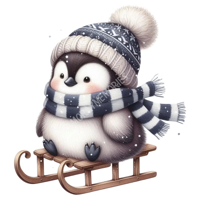 Christmas Penguins Clip Art Set – 10 High-resolution Watercolor Pngs ...