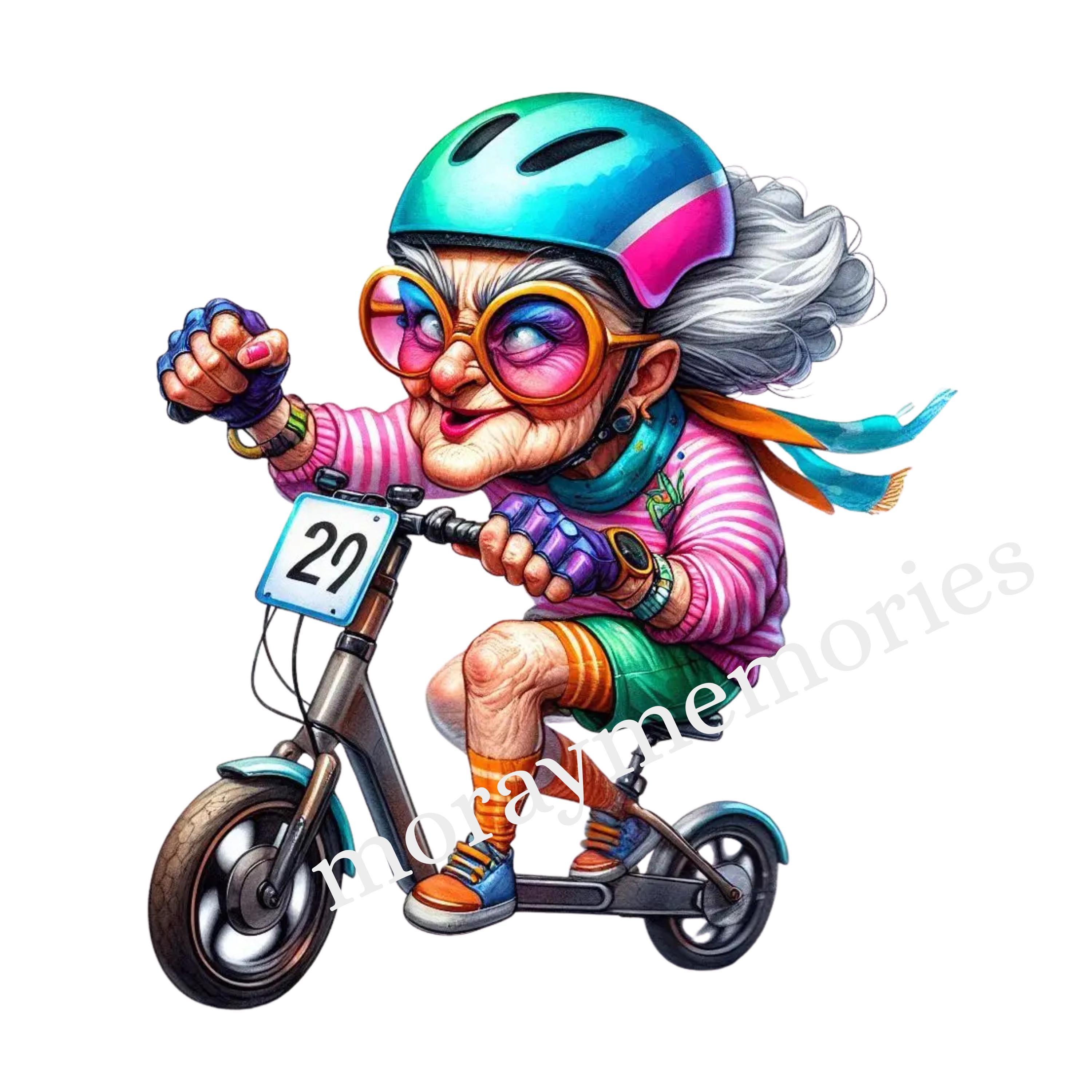 Funny Senior Lady Cyclists PNG Clipart Bundle – 10 Sassy Grandma Bikers ...