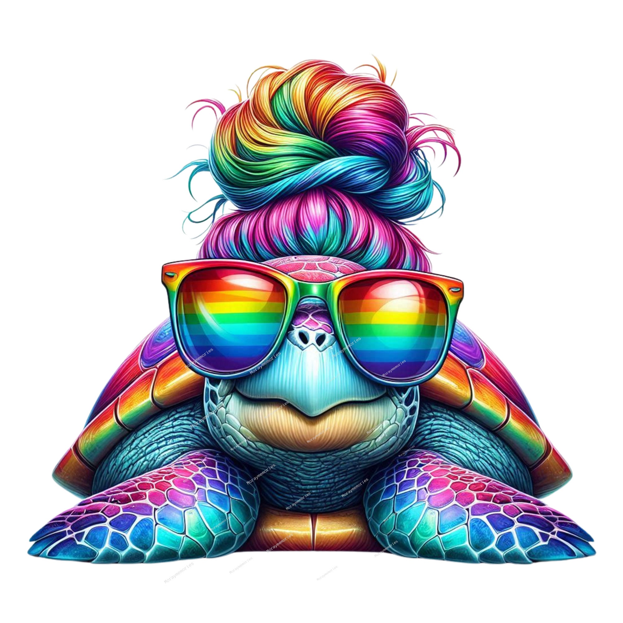 Sea Turtle Clipart, Rainbow Sea Turtle Png, Messy Bun Clipart, Rainbow ...
