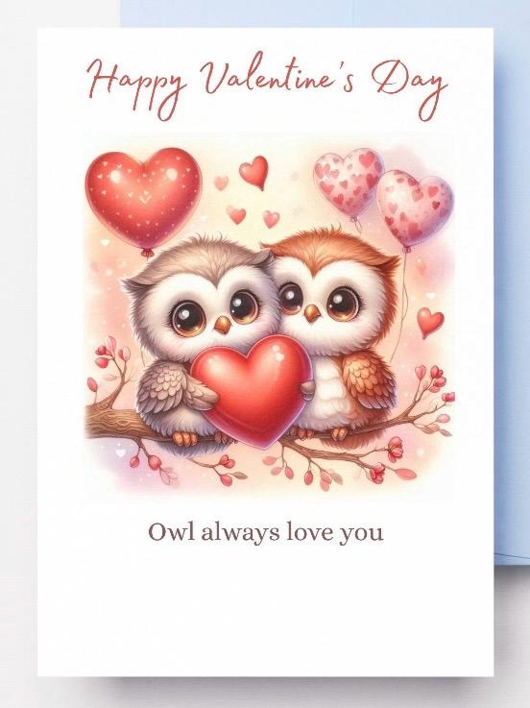 Printable Owl Valentine’s Day Card – Cute Owl Love Card Instant ...