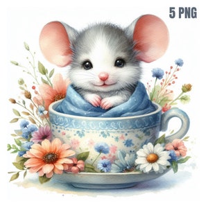 PNG, Mouse Clipart Bundle, Mouse in a Cup Png, Baby Mouse Clipart ...