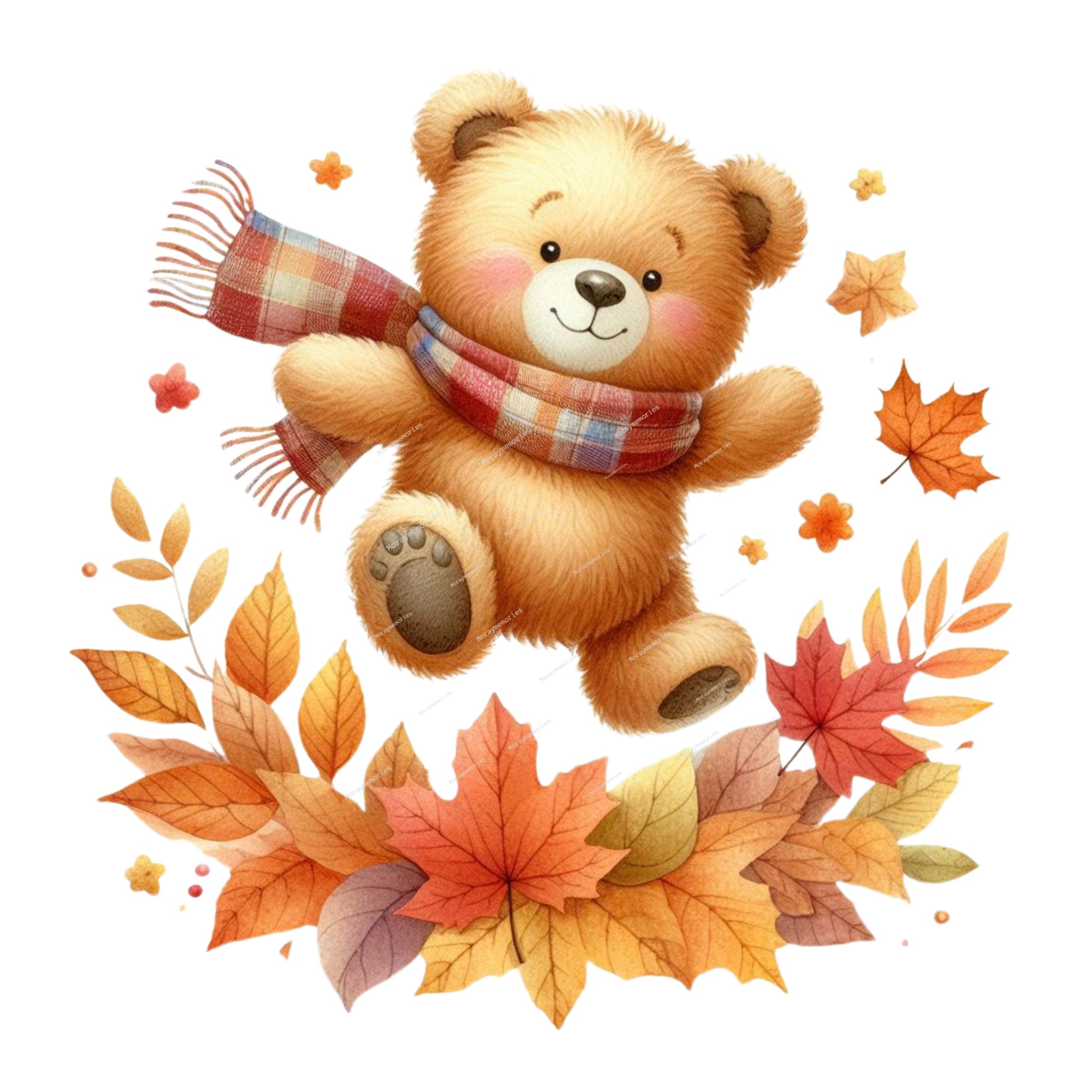 Cute Autumn Teddy Bears Clipart, High Quality Pngs, Nursery Art ...