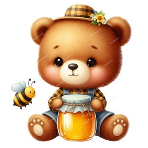 Adorable Teddy Bears and Busy Bees Clipart Set - Perfect for Paper ...