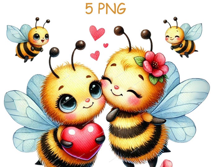 40 PNG Sweet Bees Clipart Bundle, Cute Bees Clipart Bundle, Cute Bees ...